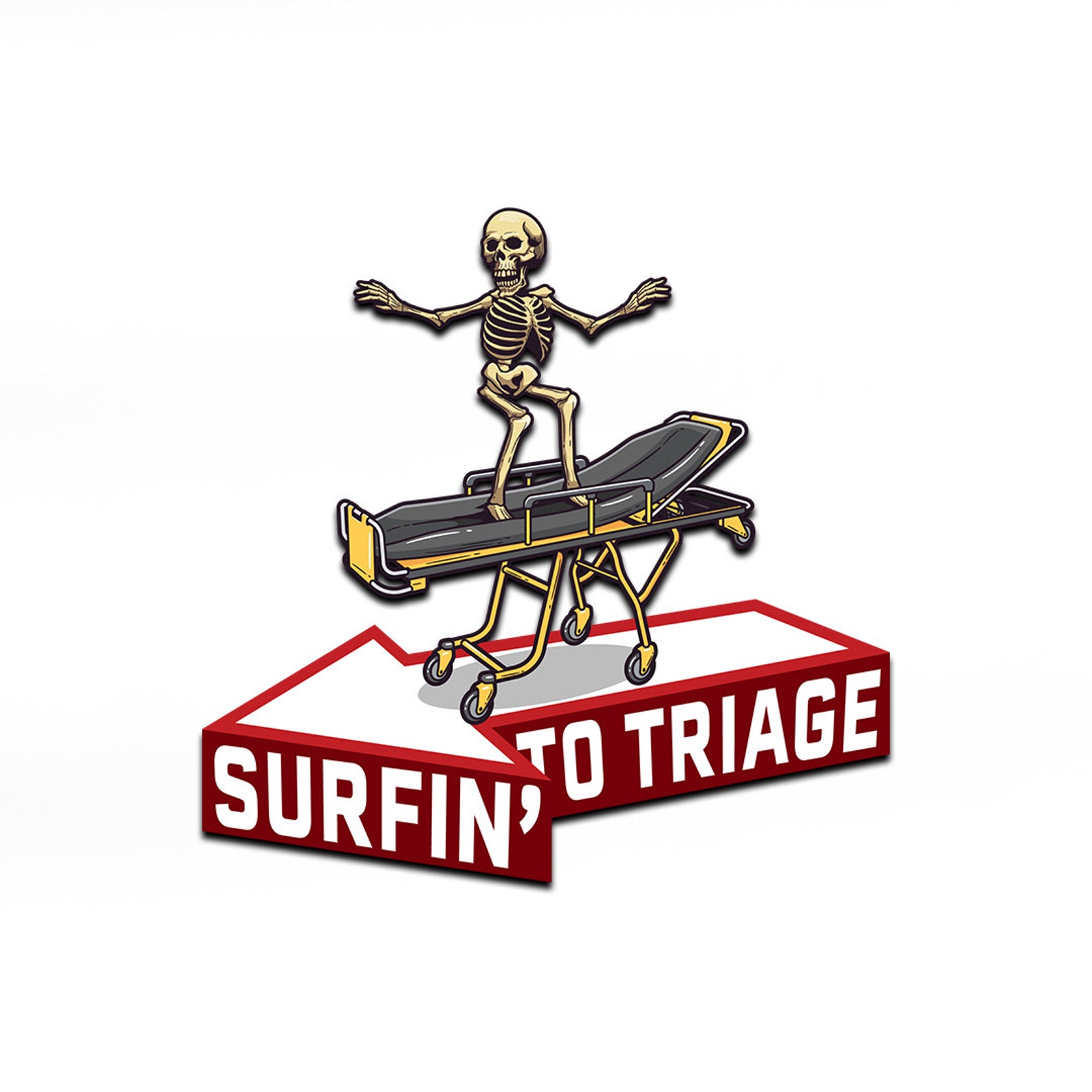 Surfin' to Triage, EMS and Paramedic Sticker, Emergency Medical ...