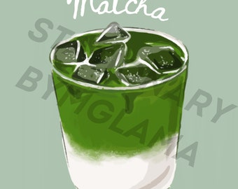 Matcha Wall Art, Printable PDF, Instant Download, Coffee, Latte, Kitchen Decor - Etsy