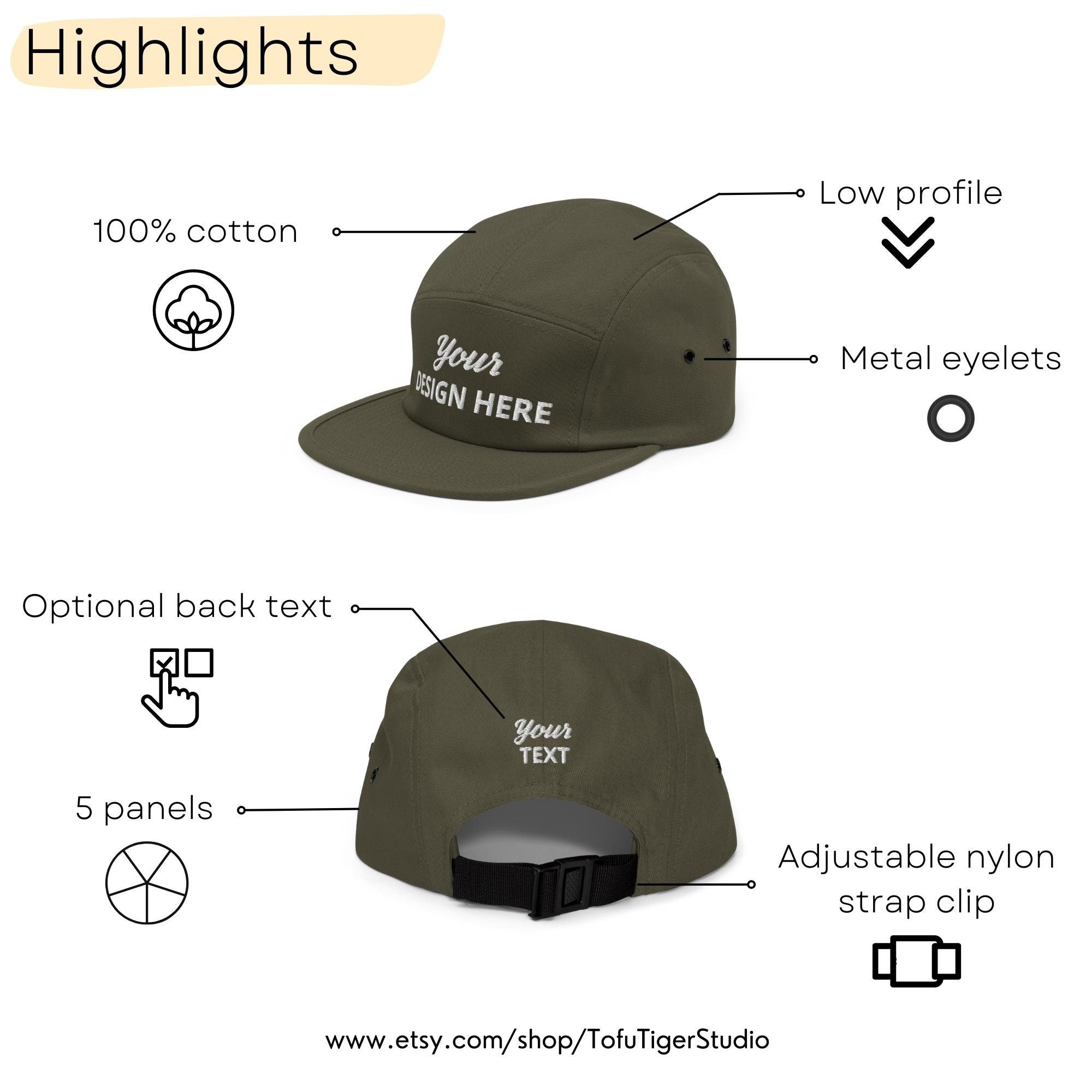 Pug Embroidered 5 Panel Camper Cap Pure Cotton Comfortable - Etsy