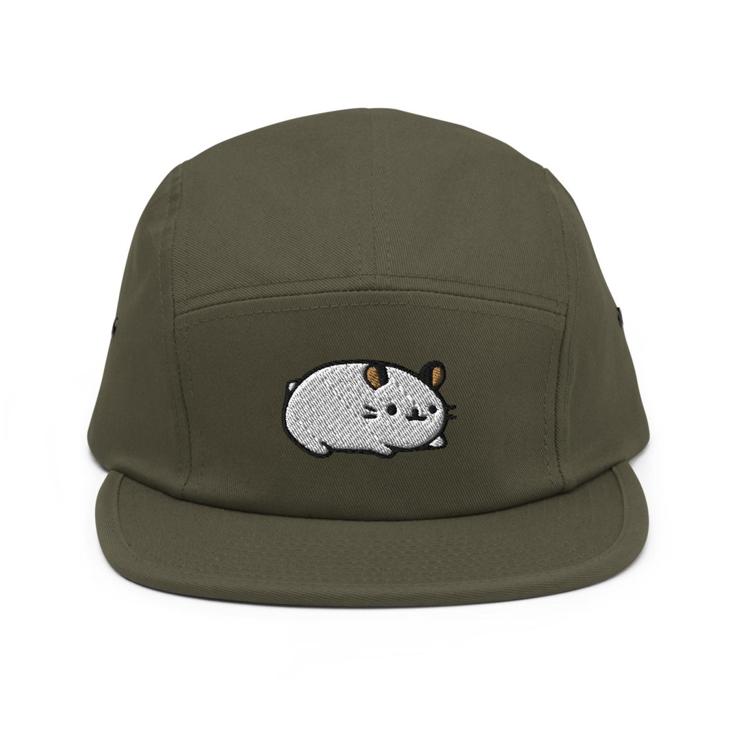 Cute Hamster Embroidered 5 Panel Camper Cap - Pure Cotton Comfortable ...