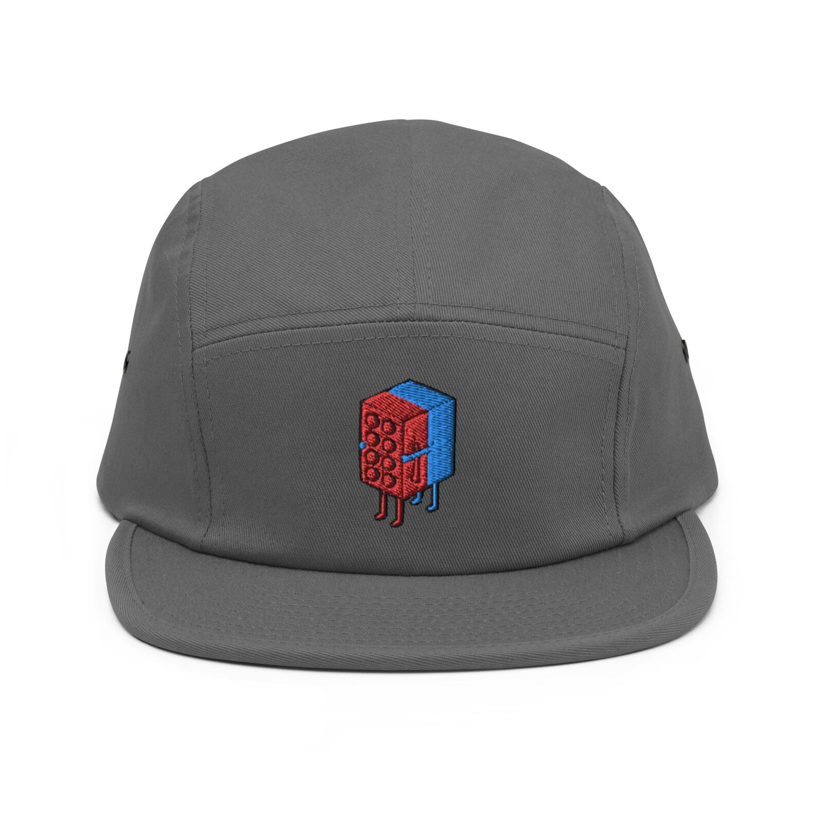 Hugging Toy Blocks Embroidered 5‑panel Cotton Camper Cap: Adjustable ...