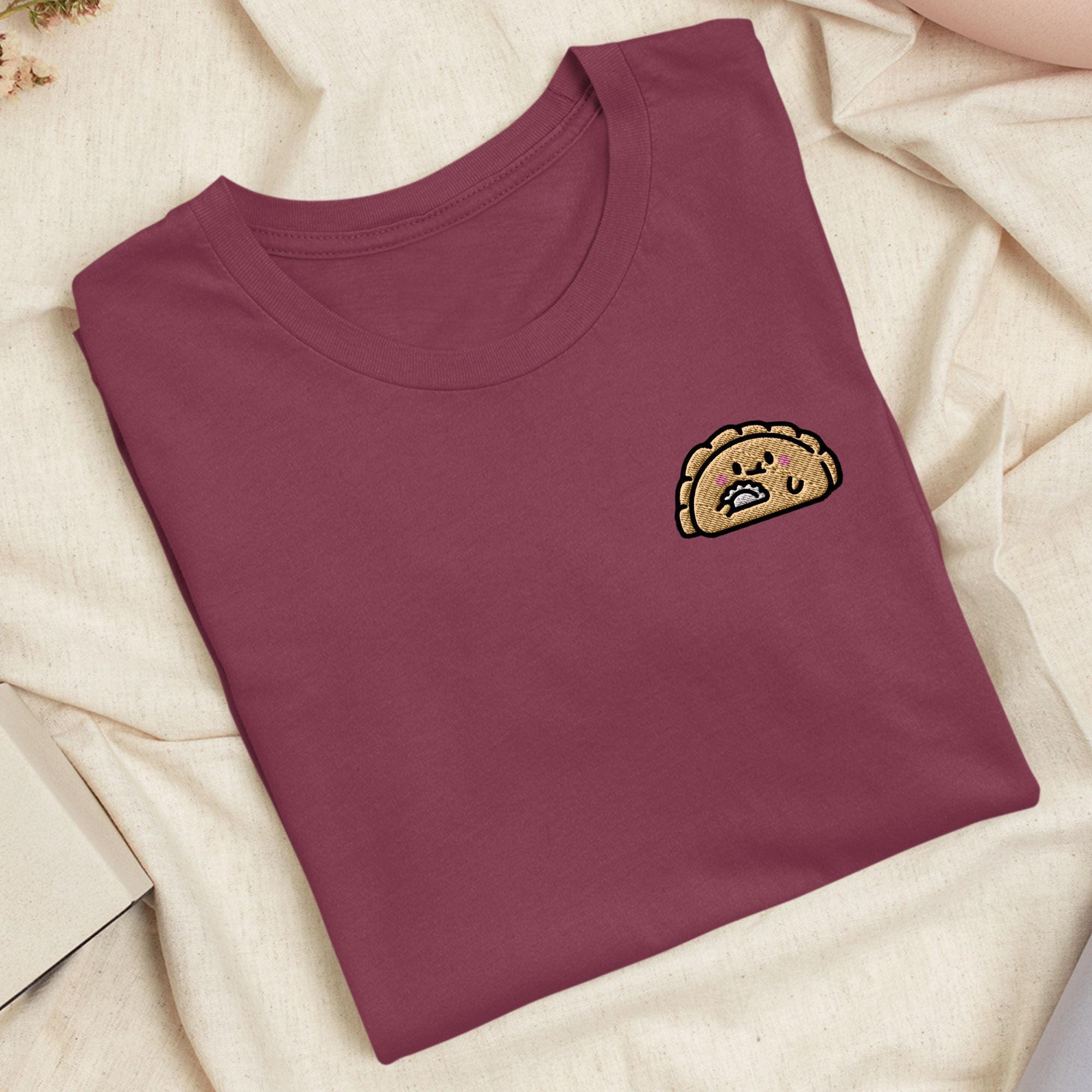 Cute Dumpling Eating a Dumpling Embroidered T-shirt: Lightweight Cotton ...