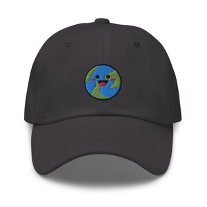 Happy Smiling Earth Dad Hat - Custom Embroidered Chino Cotton Twill ...