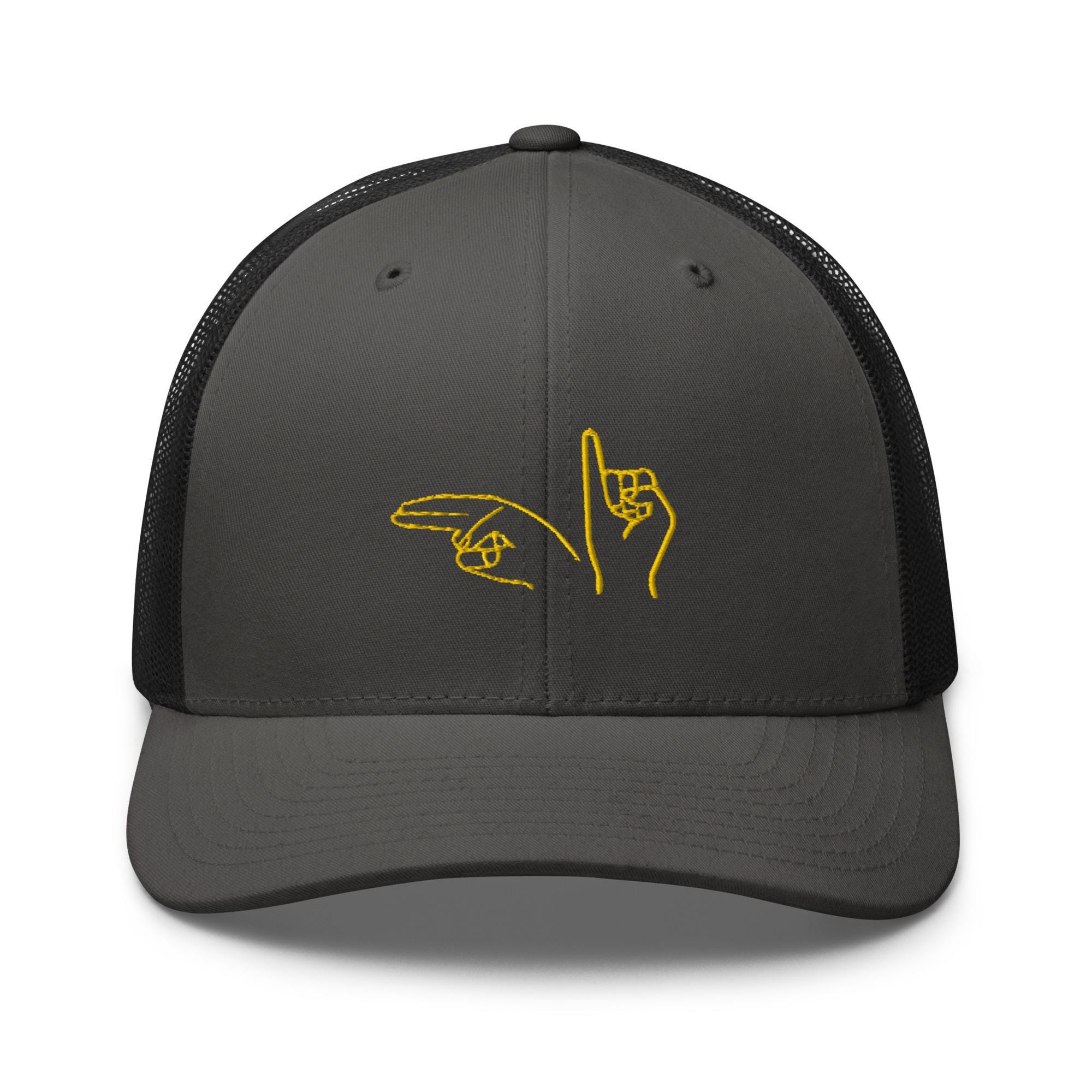 Hi Fingerspelling ASL Alphabet Embroidered Trucker Hat: Structured ...