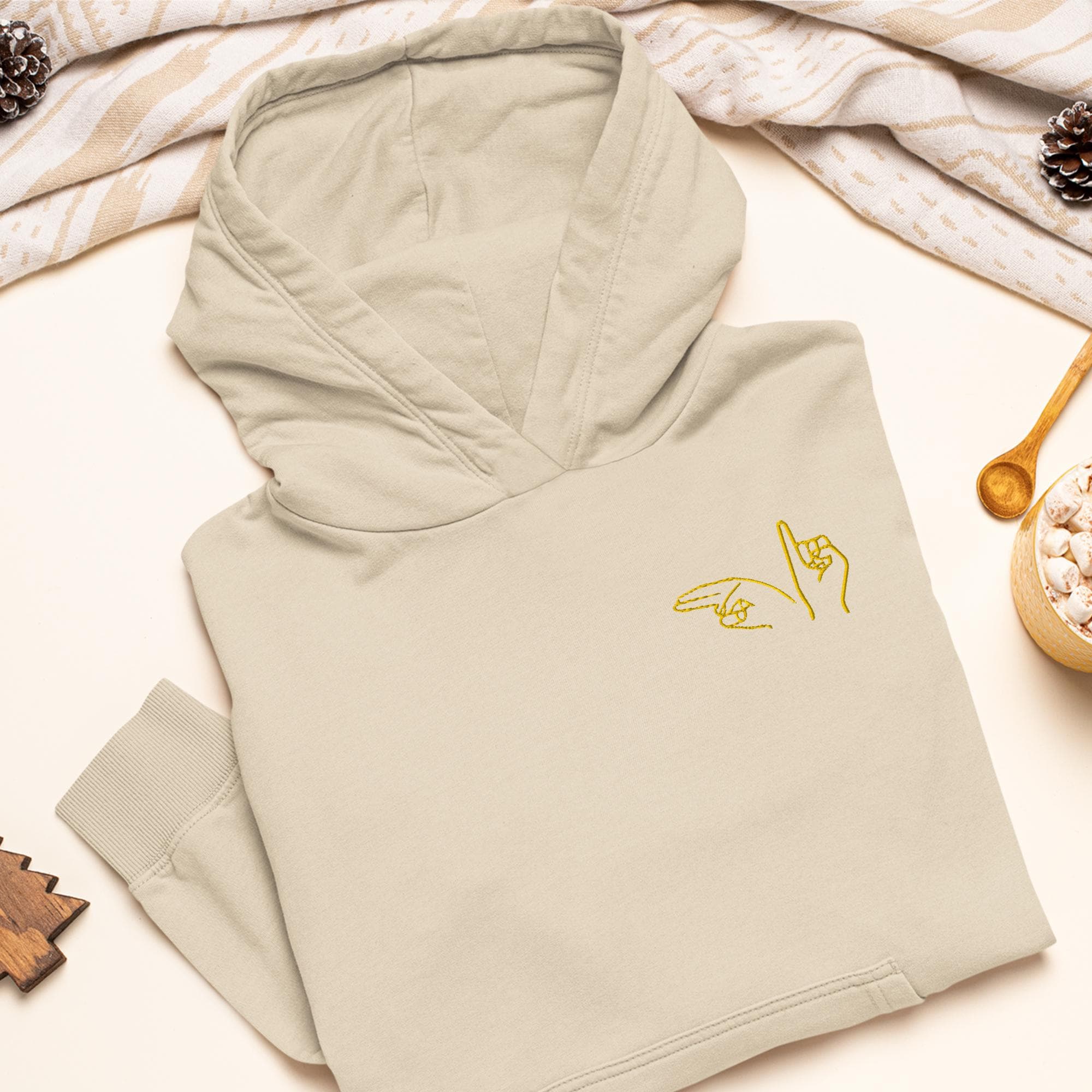 Hi Fingerspelling ASL Alphabet Embroidered Hoodie: Heavy Blend Cotton ...