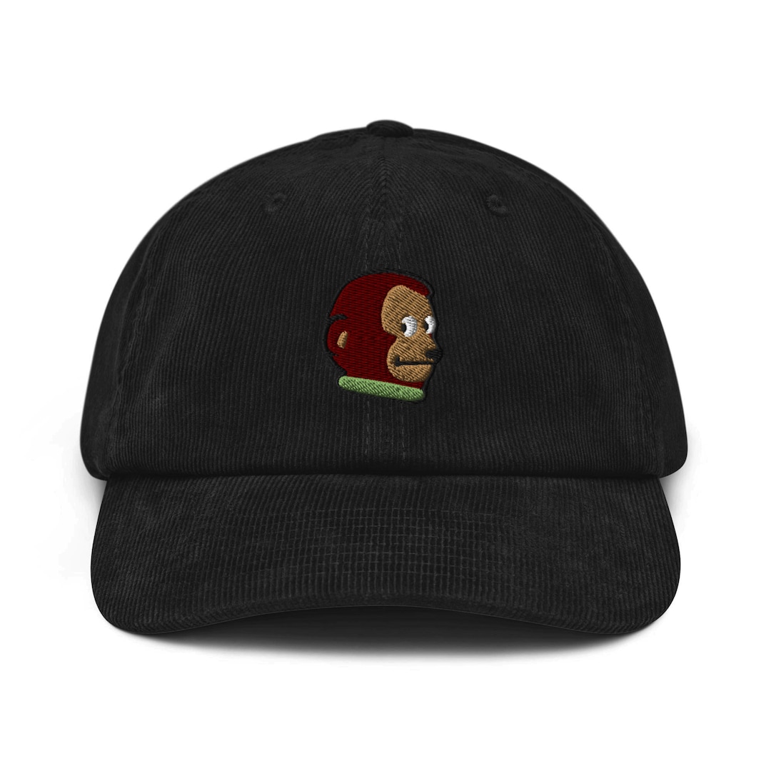 Awkward Side Eye Monkey Embroidered Corduroy Hat - 100% Cotton Corduroy ...