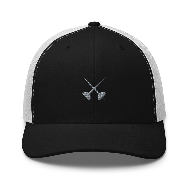Fencing Sword Embroidered Trucker Hat: Structured Retro Cap With Mesh ...