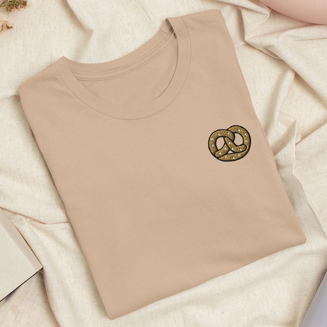 Salted Pretzel Embroidered T-shirt: Lightweight Cotton, Unisex Fit - Etsy