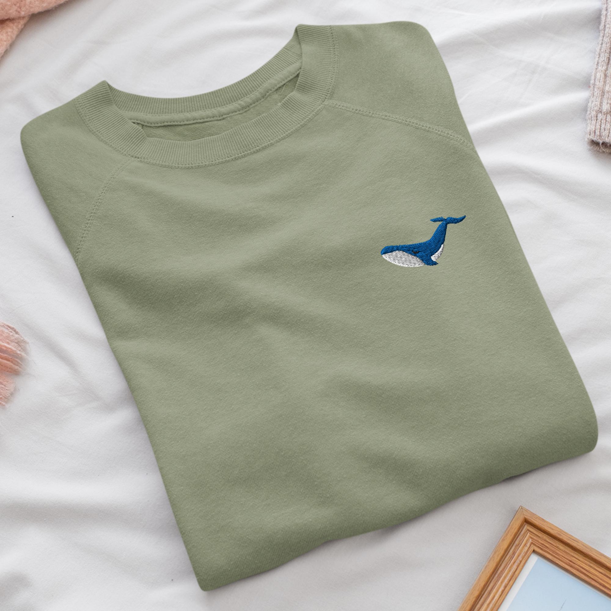 Blue Whale Embroidered Crewneck Sweatshirt: Cotton Blend, Unisex Fit - Etsy