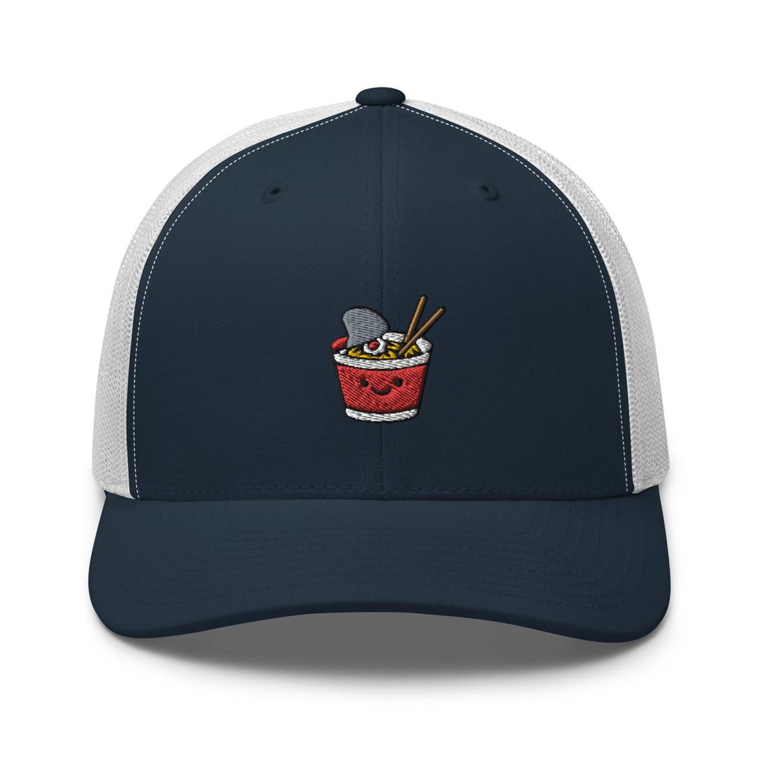 Kawaii Noodle Cup Embroidered Trucker Hat: Structured Retro Cap With ...