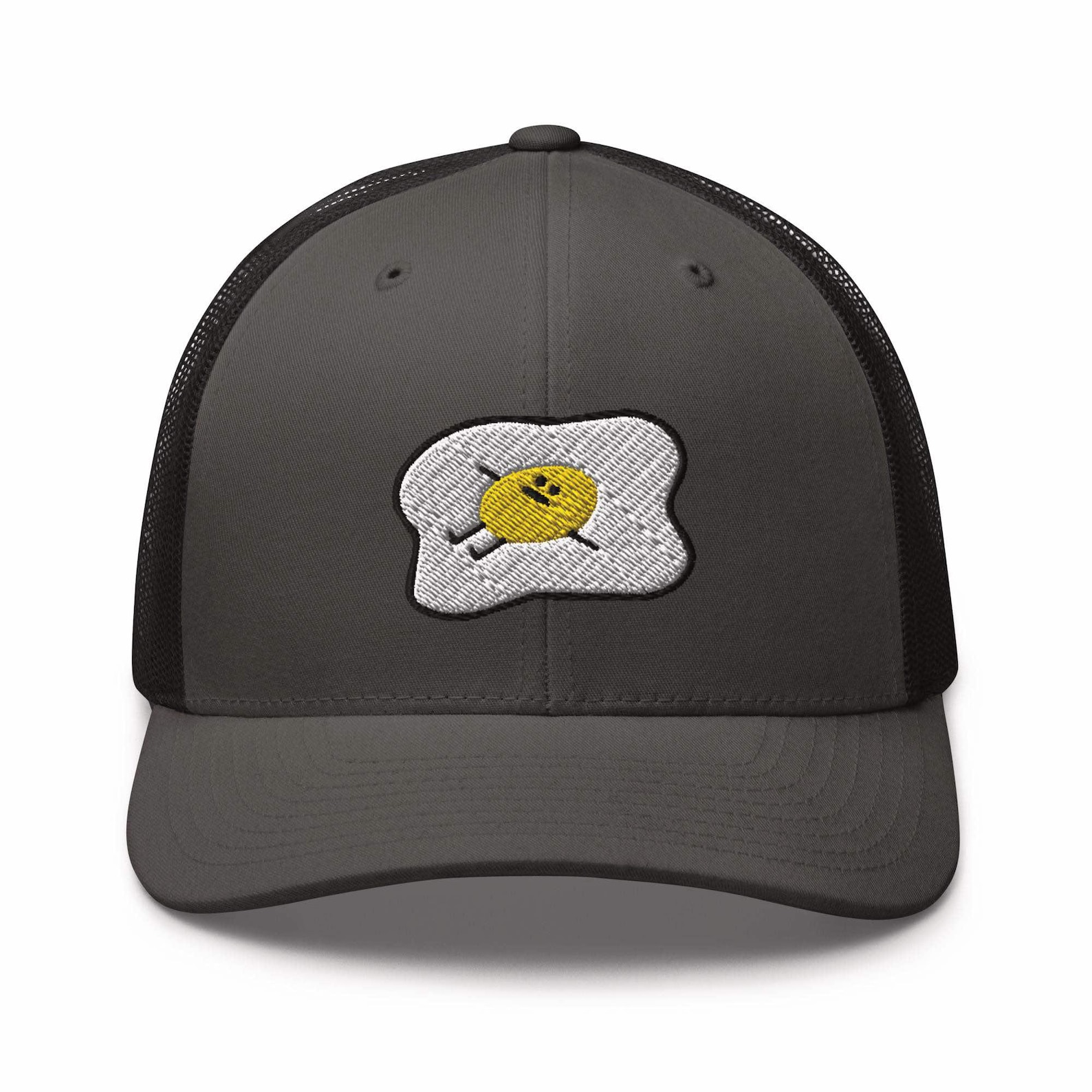 Kawaii Lazy Unmotivated Fried Egg Embroidered Trucker Hat: Structured ...