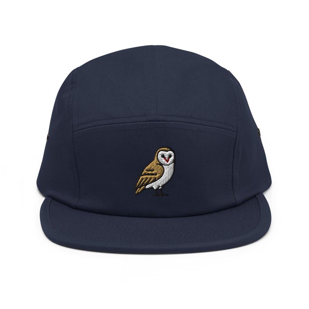Barn Owl Embroidered 5 Panel Camper Cap - Pure Cotton Comfortable Fit ...
