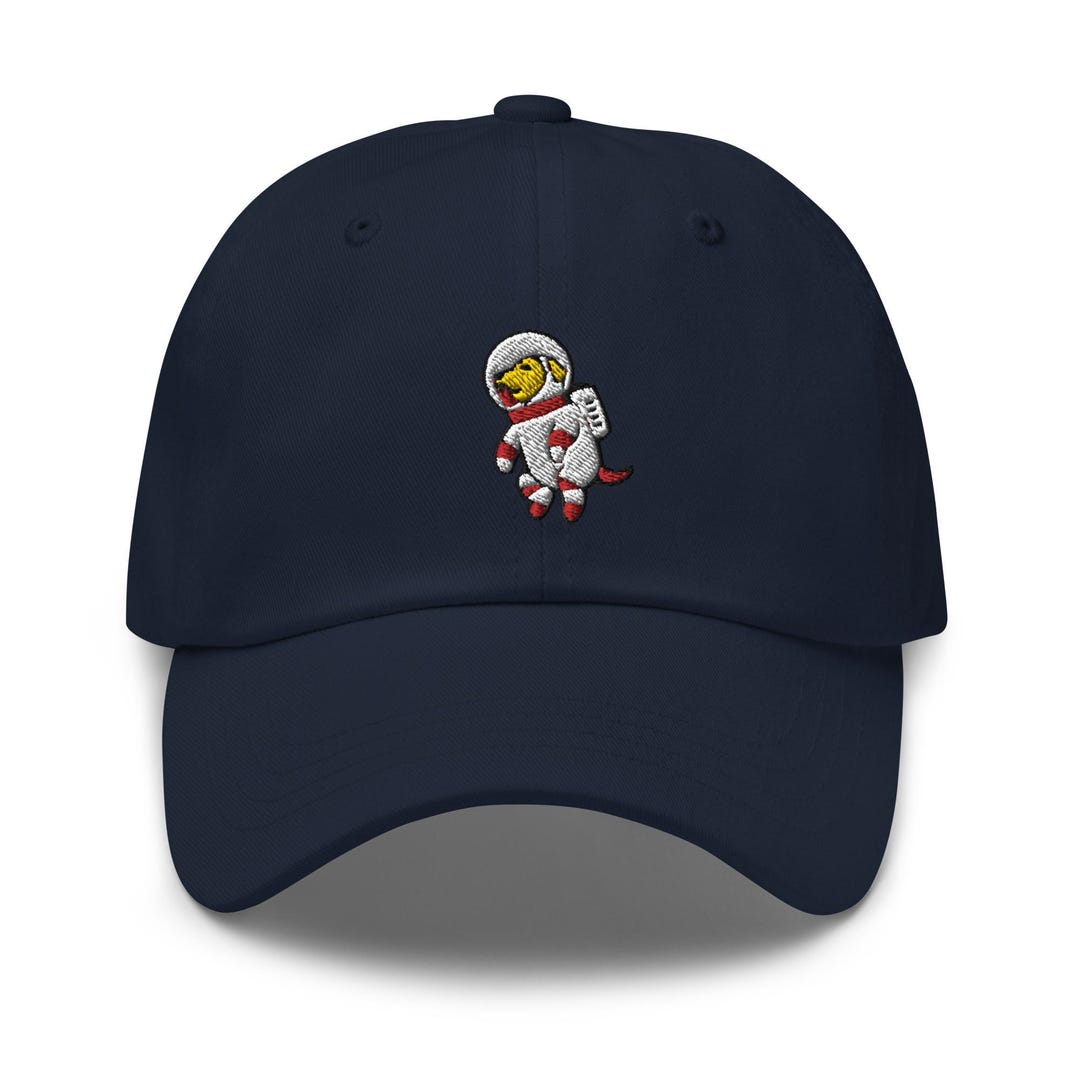 Cosmo the Cosmonaut Dog Embroidered Dad Cap: Chino Cotton Twill ...