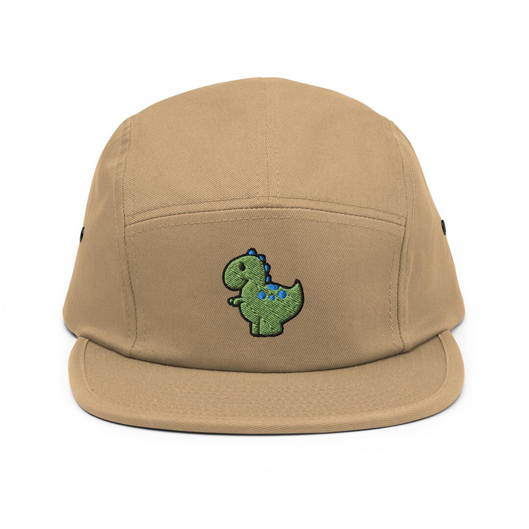 Chonky T-rex Dinosaur Embroidered 5 Panel Camper Cap - Pure Cotton ...