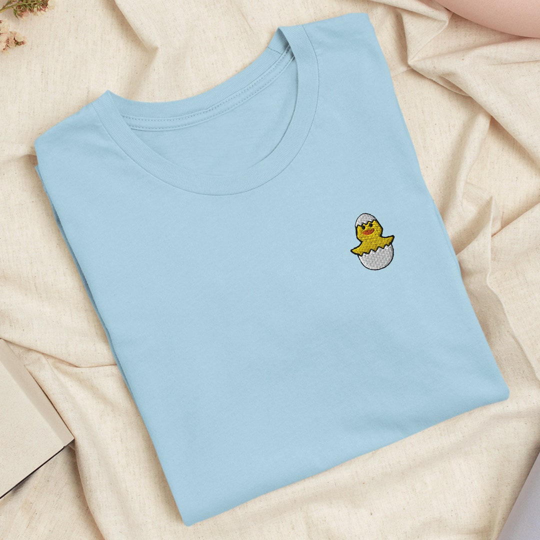 Baby Chicken in Eggshell Embroidered T-shirt: Lightweight Cotton ...