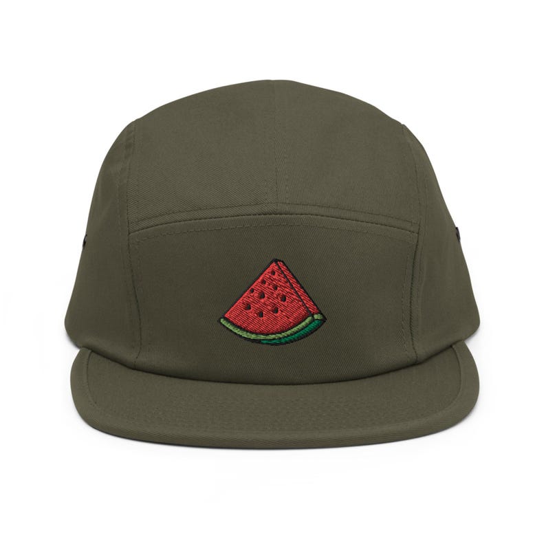 Watermelon Slice Embroidered 5‑panel Cotton Camper Cap: Adjustable Fit ...