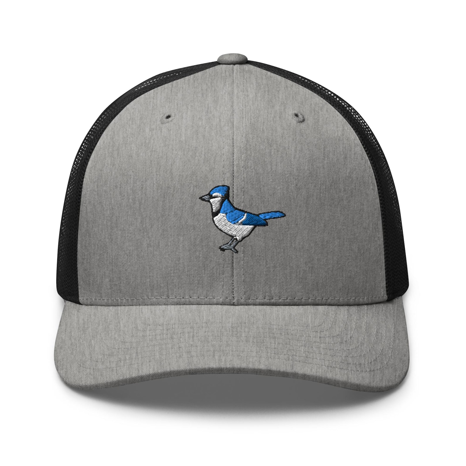 Blue Jay Bird Embroidered Trucker Hat: Structured Retro Cap With Mesh ...