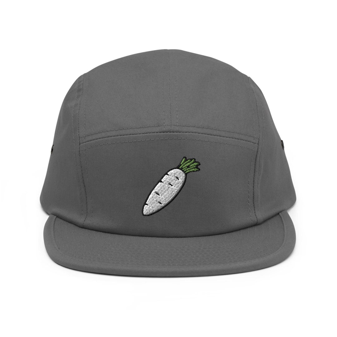 Daikon White Radish Embroidered 5 Panel Camper Cap - Pure Cotton ...