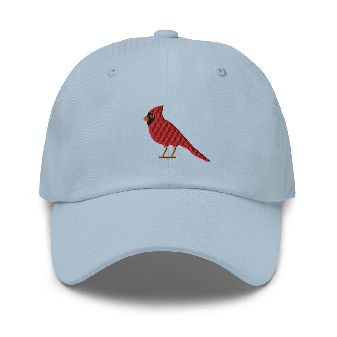 Red Cardinal Bird Watcher Dad Hat - Custom Embroidered Chino Cotton ...