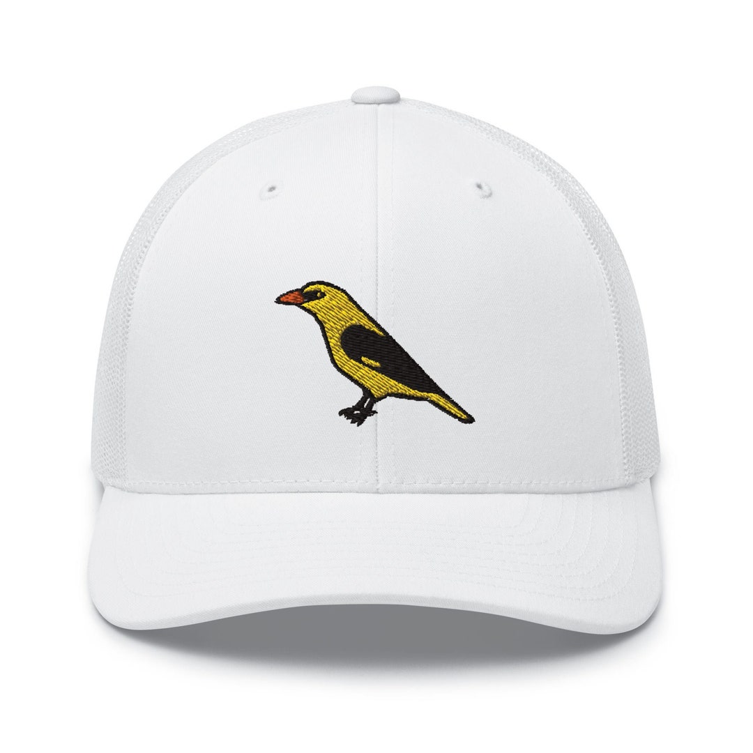 Eurasian Golden Oriole Bird Embroidered Retro Trucker Hat - Structured ...