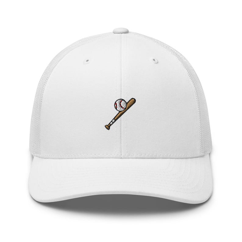 Baseball Bat Embroidered Trucker Hat: Structured Retro Cap With Mesh ...