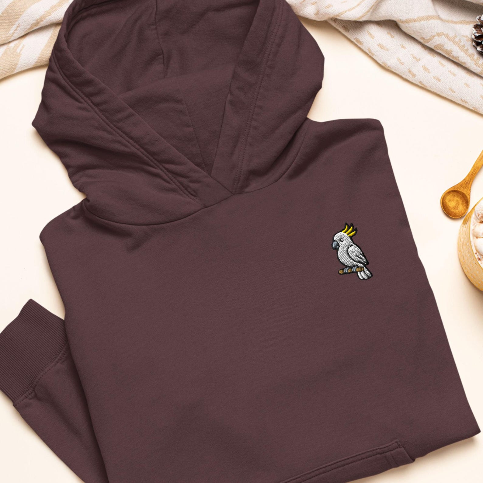 Yellow-crested Cockatoo Embroidered Hoodie: Heavy Blend Cotton-poly ...