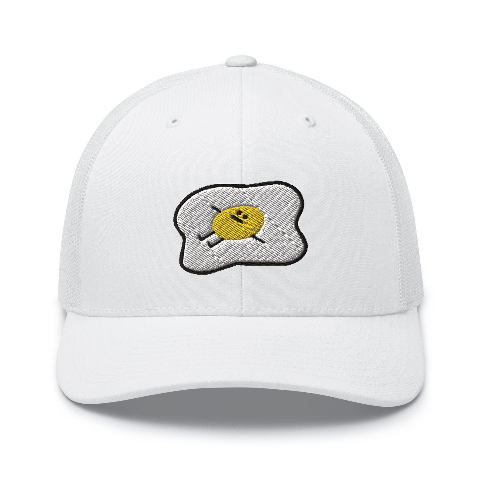Kawaii Lazy Unmotivated Fried Egg Embroidered Trucker Hat: Structured ...