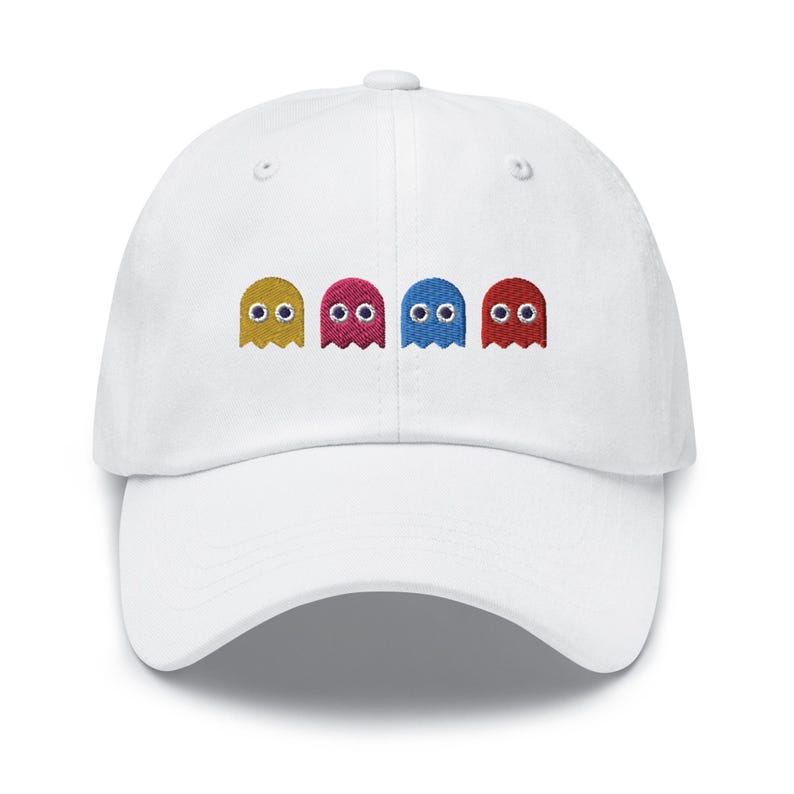 Colorful Retro Arcade Game Ghost Embroidered Dad Cap: Chino Cotton ...