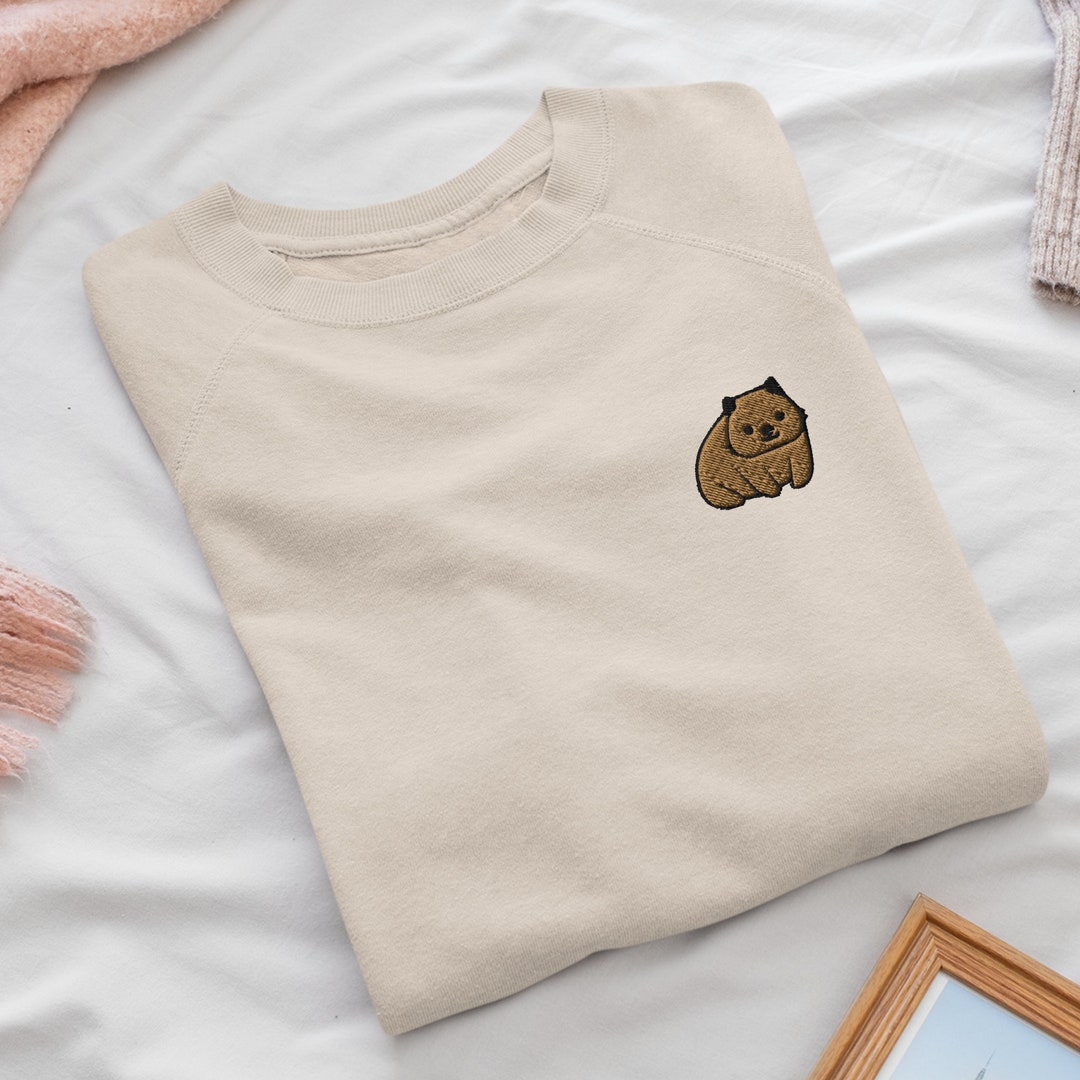 Cute Wombat Embroidered Crew Neck Sweatshirt - Soft Cotton - Variety of ...