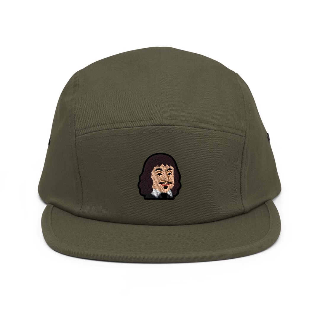 Cartoon René Descartes Embroidered 5 Panel Camper Cap - Pure Cotton ...