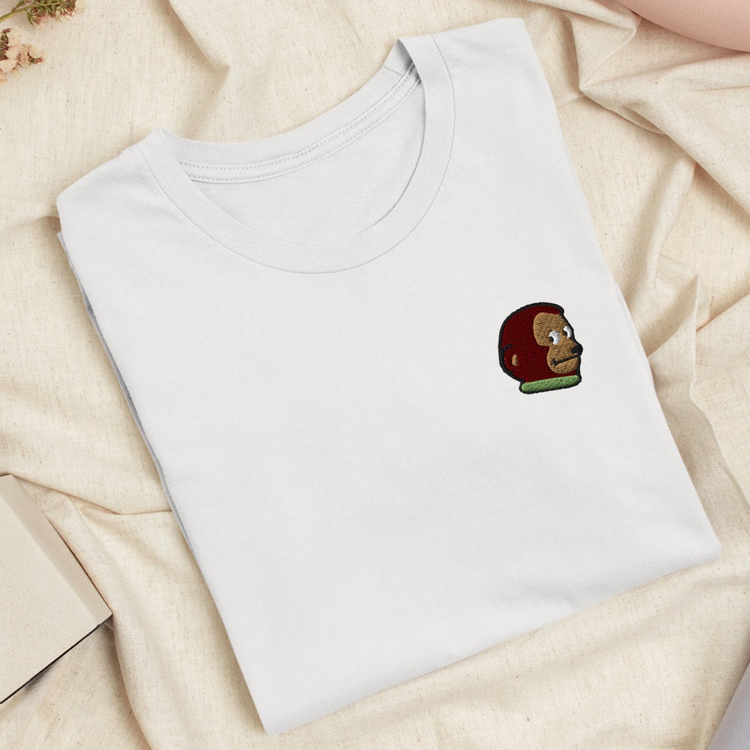 Awkward Side Eye Monkey Embroidered T-shirt With Comfortable Stretch ...