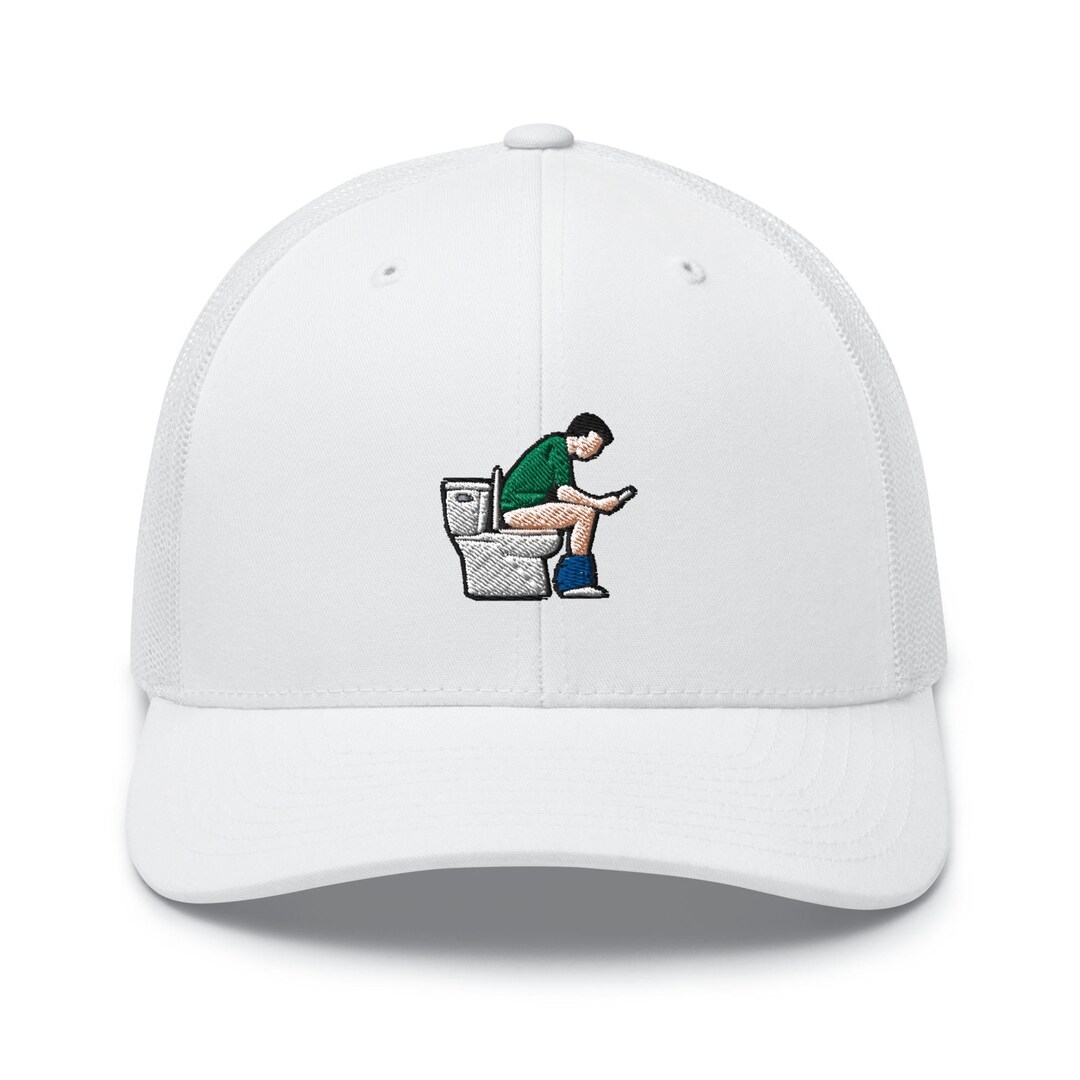 Man on Toilet Embroidered Retro Trucker Hat Structured With Mesh Back ...