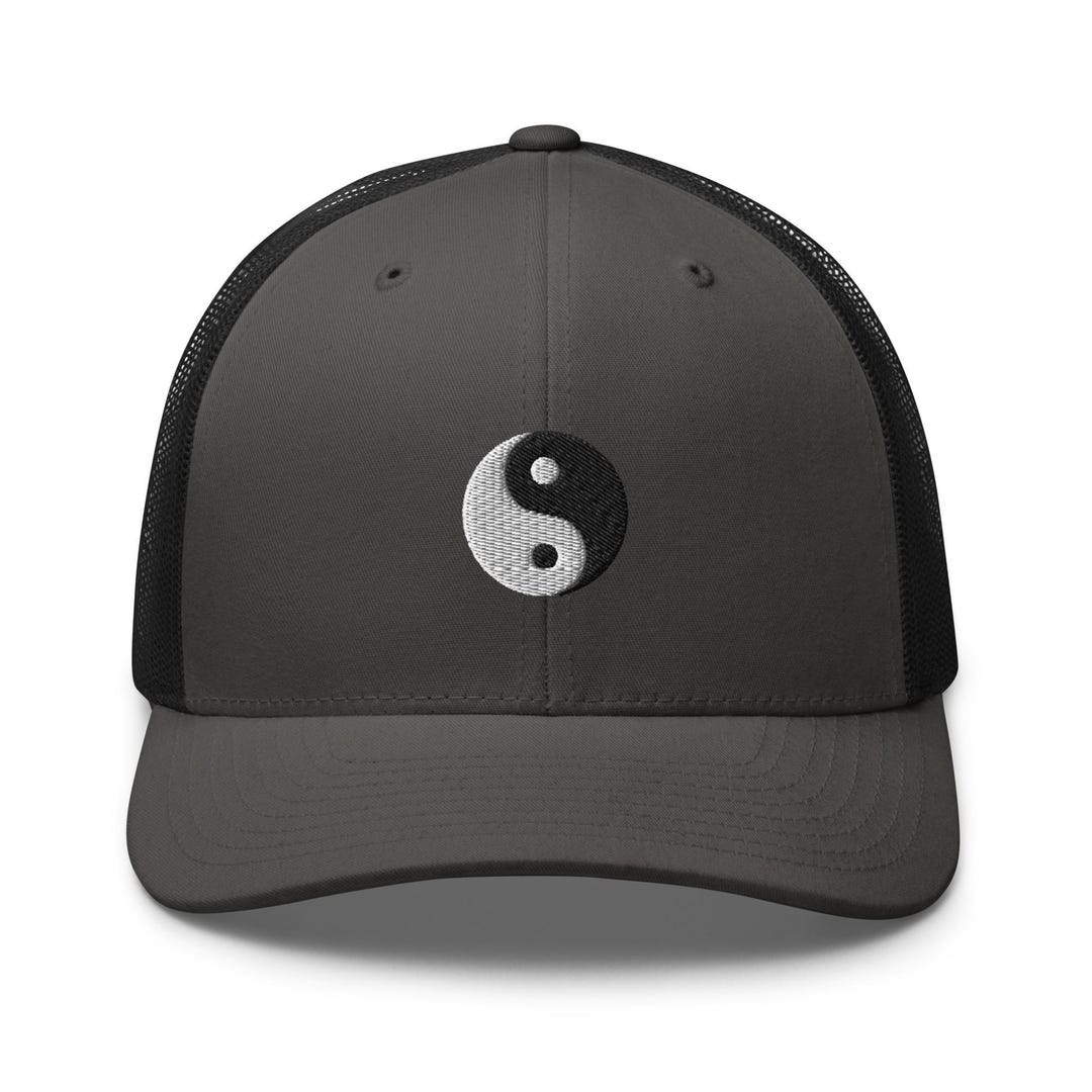 Yin Yang Embroidered Trucker Hat: Structured Retro Cap With Mesh Back ...
