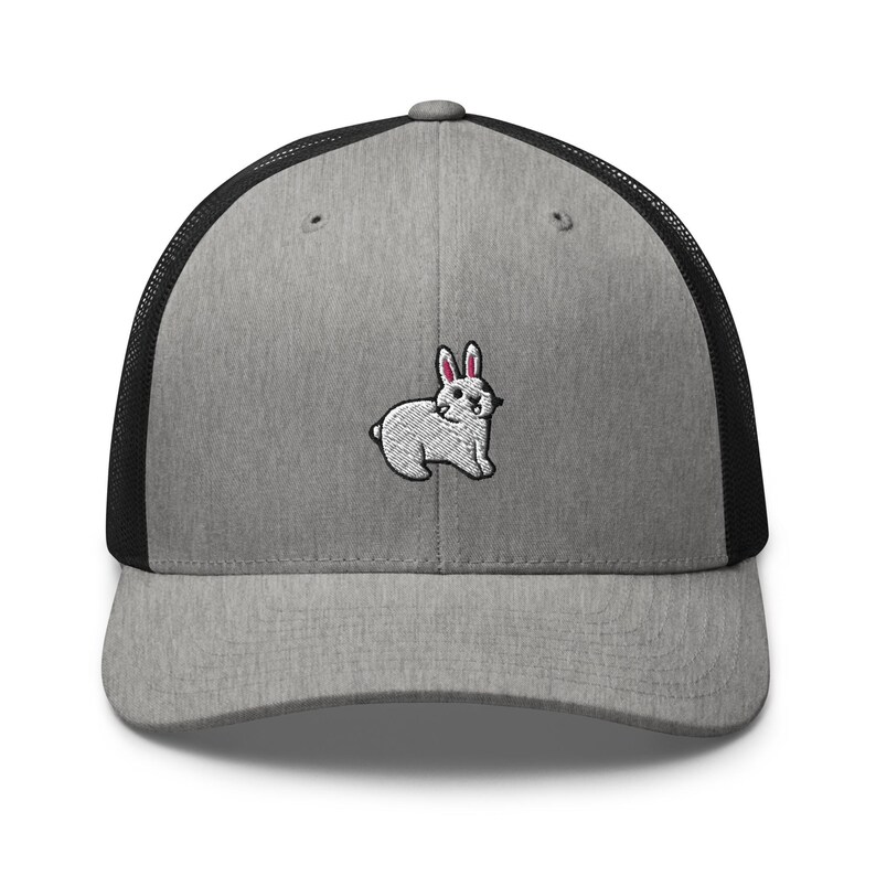 White Bunny Rabbit Embroidered Trucker Hat: Structured Retro Cap With ...