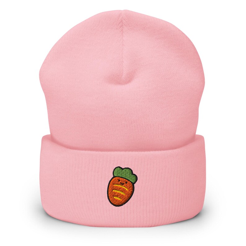 Kawaii Baby Carrot Embroidered Cuffed Beanie: Cozy Unisex Winter Cap - Etsy