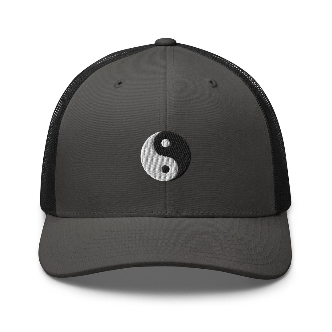 Yin Yang Embroidered Retro Trucker Hat - Structured With Mesh Back in ...