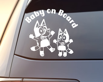 Bluey Inspired, Baby on Board Car Window Decal Sticker - Etsy