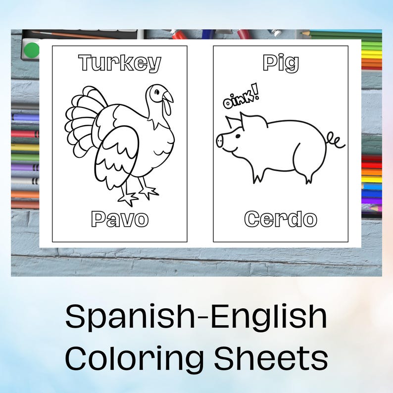 Bilingual Spanish English Coloring Pages Kids, Preschool, Kindergarten ...