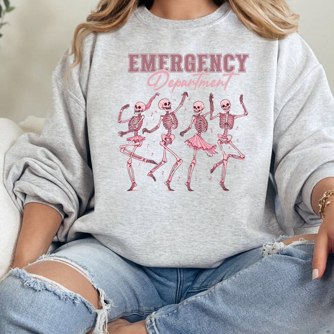 Halloween Skeleton Emergency Department Sweatshirt ER Nurse Shirt Nurse ...