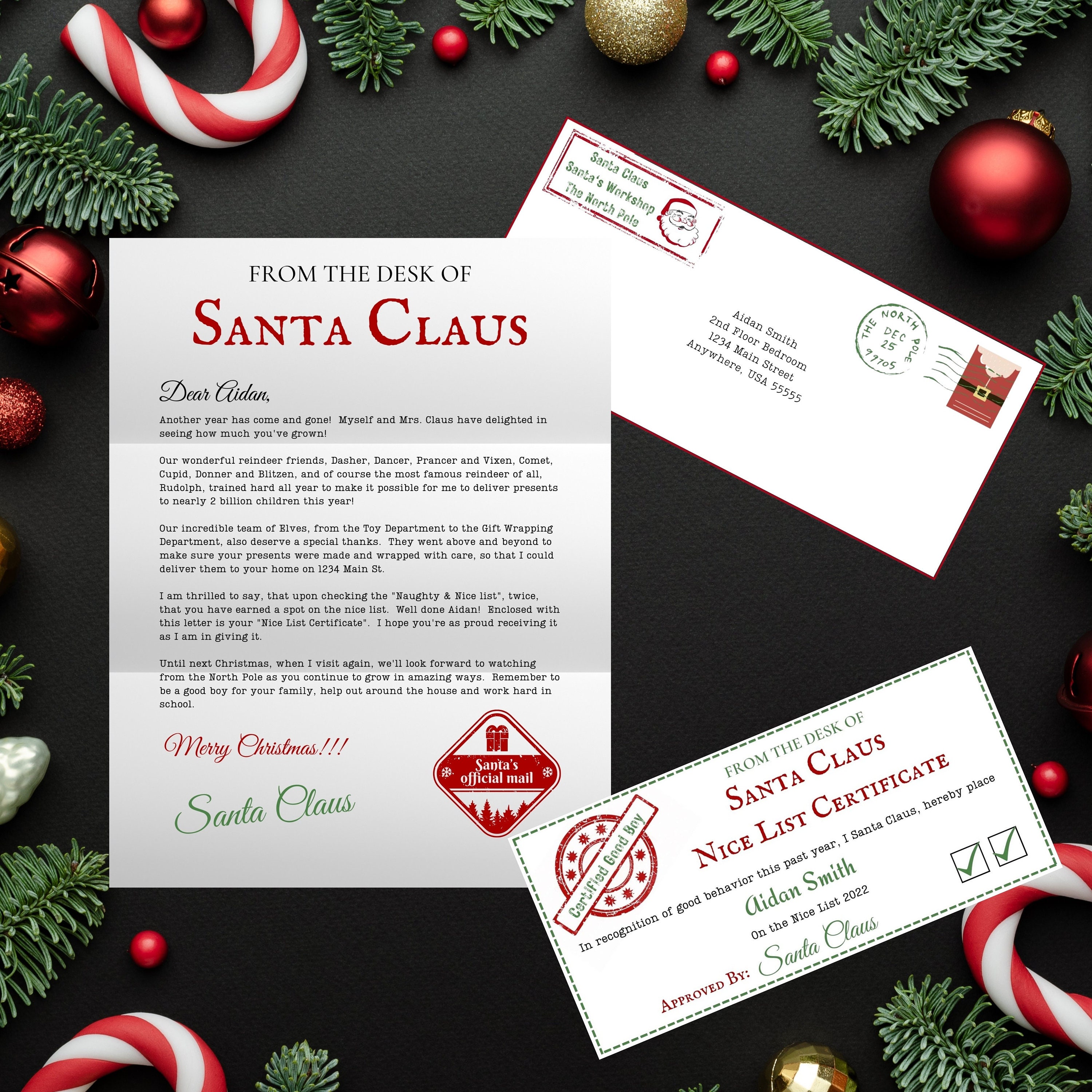 Letter From Santa, Nice List Certificate, Christmas Letter, Editable ...