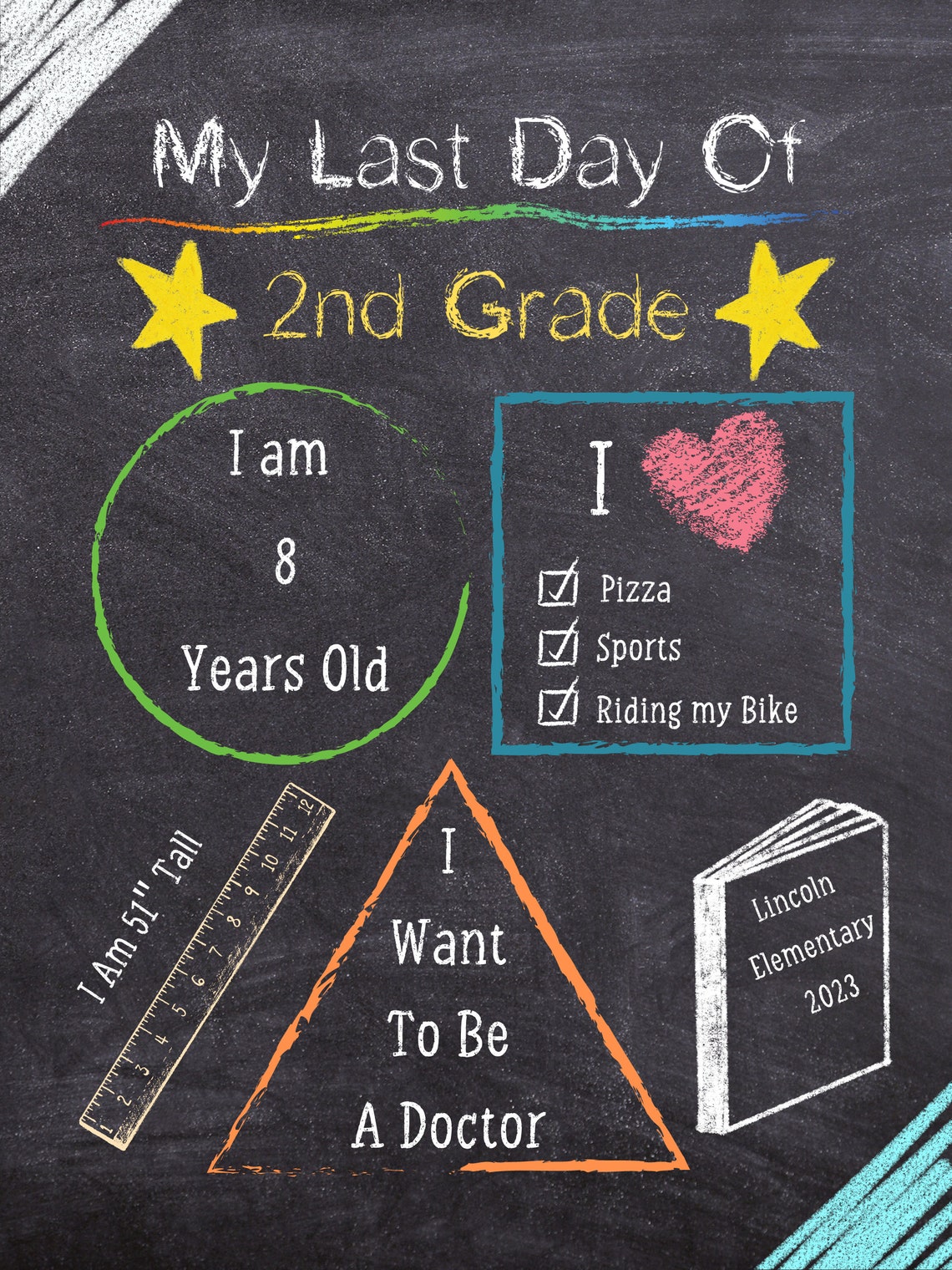 1st Day of School Poster, Last Day of School Poster, Chalkboard, Back ...