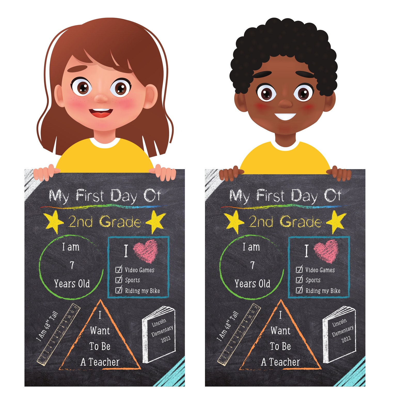 1st Day of School Poster, Last Day of School Poster, Chalkboard, Back ...