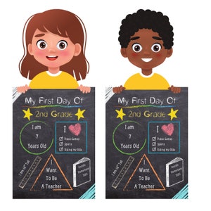 1st Day of School Poster, Last Day of School Poster, Chalkboard, Back ...
