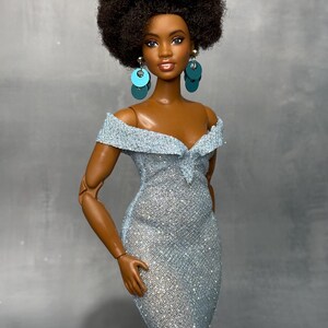 1:6 Scale Curvy Doll Dress Shiny Glitter Dress for Curvy Doll.blue ...
