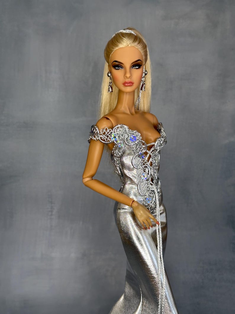 Silver Glitter Doll Dress: 1/6 Scale Integrity Toys Outfit - Etsy