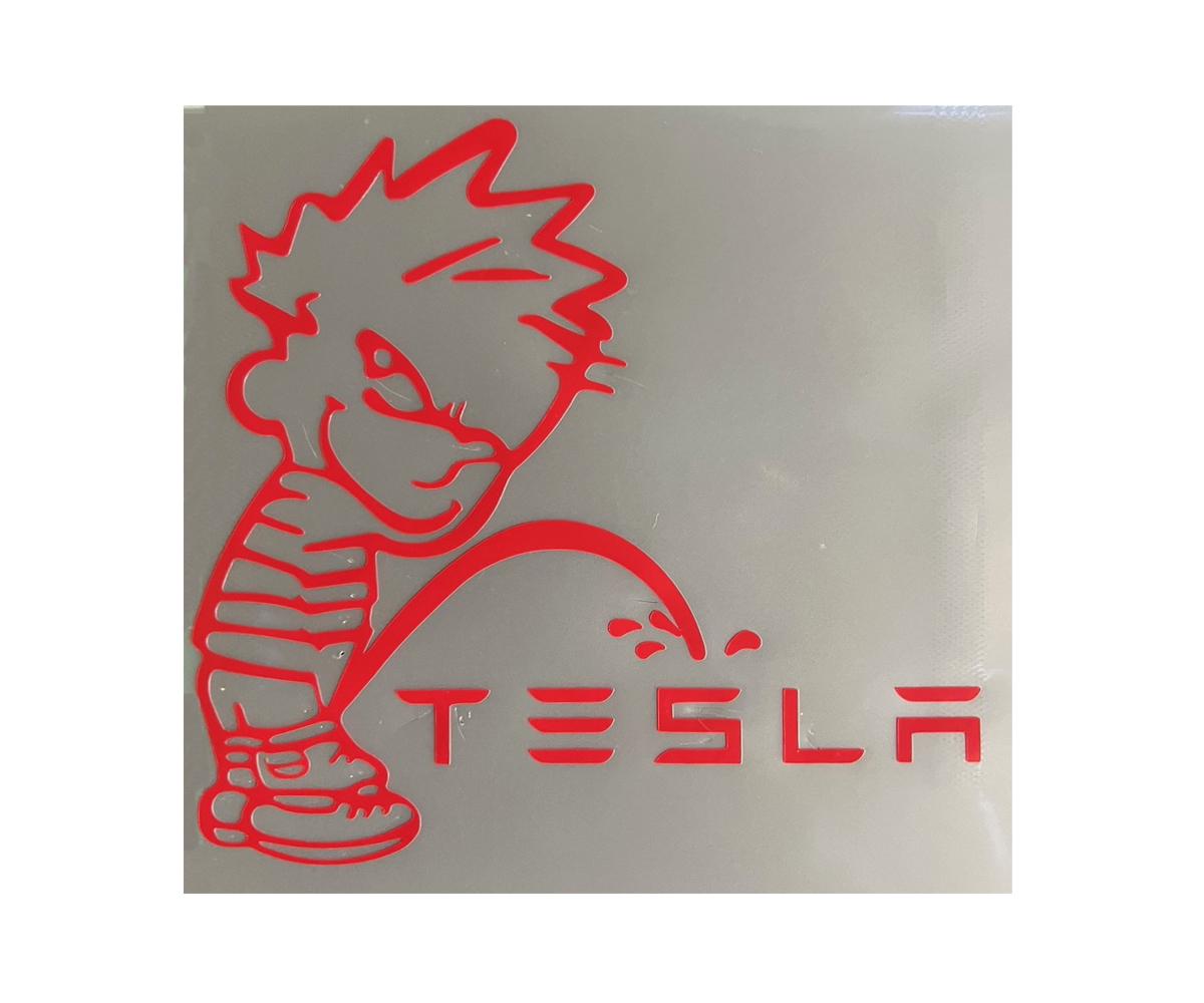 Calvin Peeing Boy Peeing Tesla - Personalized Car Decal - Etsy