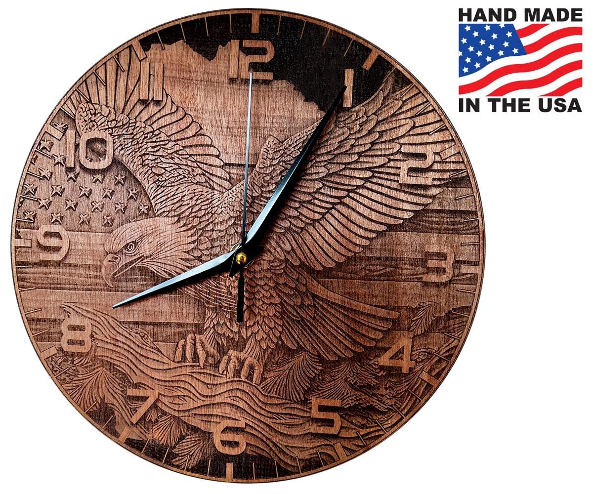 Bald Eagle Laser Engraved Clock - Etsy