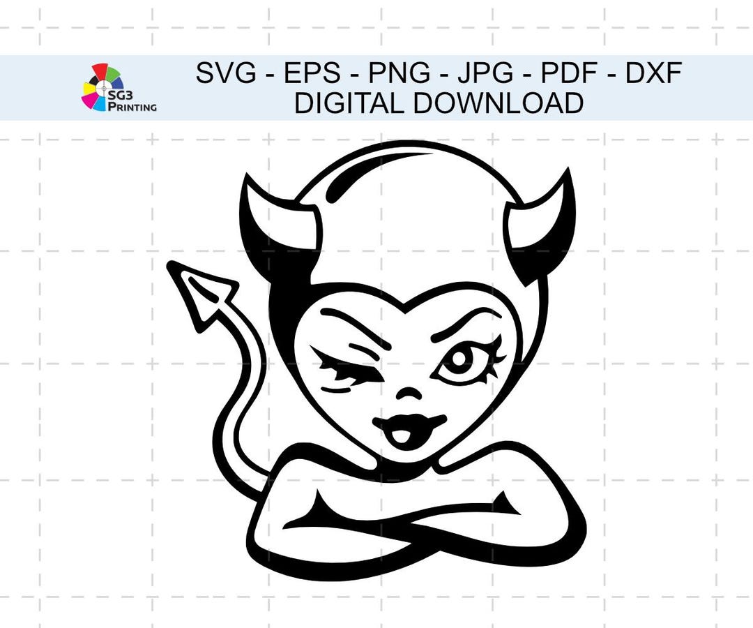 Sexy Devil Winking SVG, Png, Files for Cricut, Silhouette, Instant ...