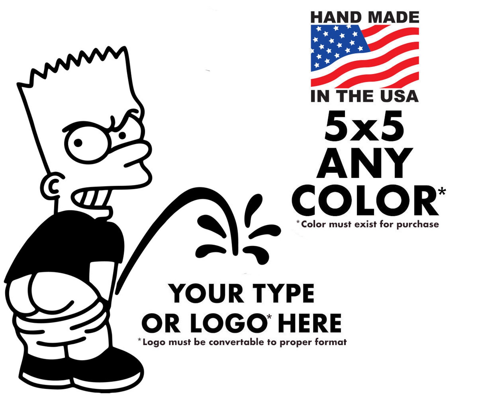 Bart Simpson Peeing Boy Peeing Custom Vinyl Sticker & Decal ...