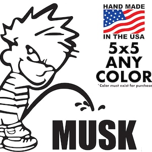 Calvin Peeing Boy Peeing Musk Personalized Car Decal - Etsy UK